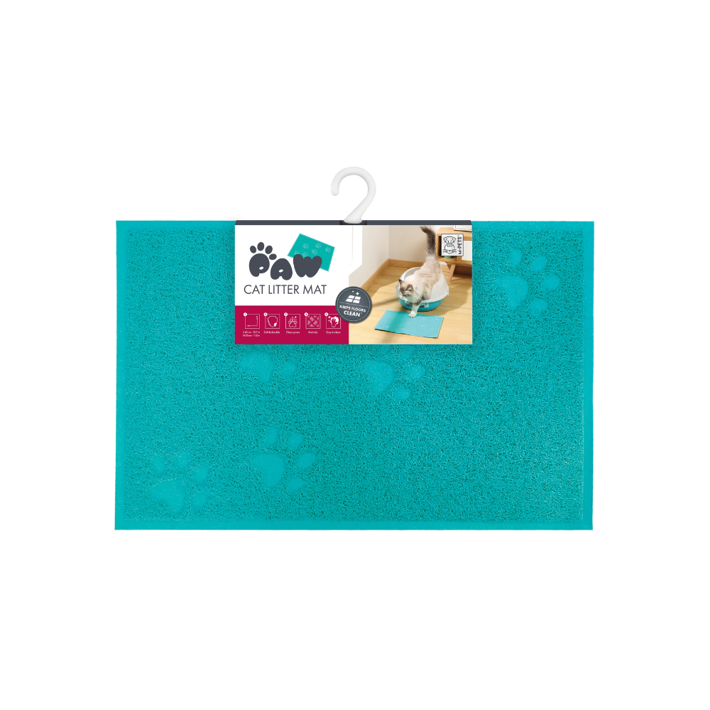 FOOTPRINT Cat Litter Mat Blue – M-PETS