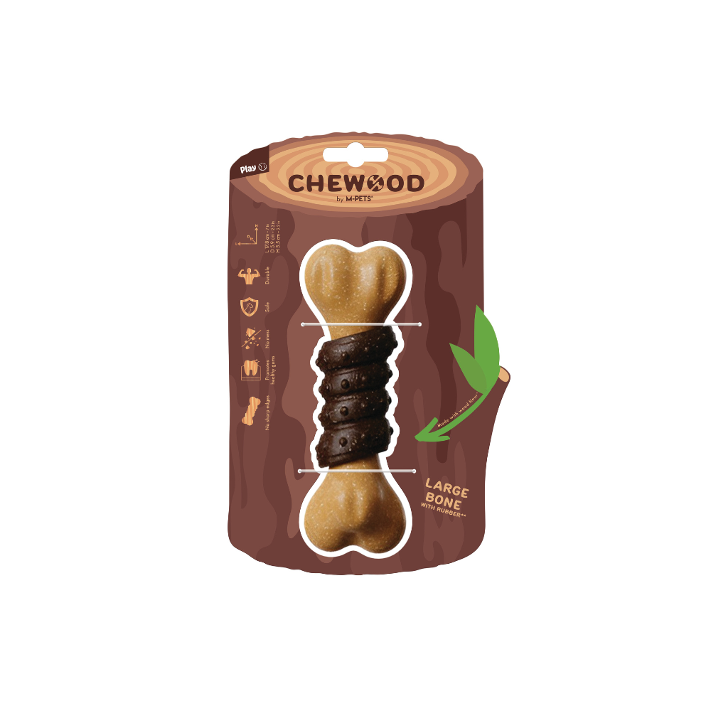 CHEWOOD Dog toy Small Bone with rubber – M-PETS